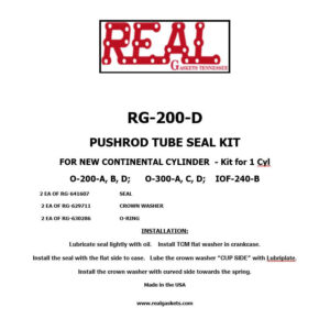 Pushrod Tube Seal Kit - 1 Cyl Seal Kit for NEW Continental Cylinder ...
